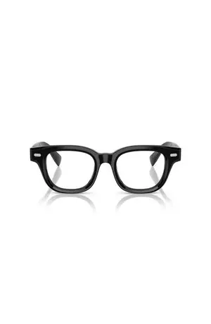 Brunello Cucinelli 48mm Rectangle Full Rim Eyeglasses - Black