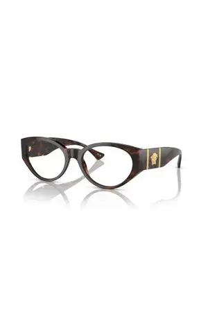 Versace 54mm Oval Optical Glasses - Tortoise