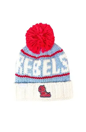 BITS & BOWS Ole Miss Bobble Hat - Blue