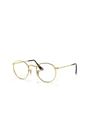 Ray-ban 47mm Round Full Rim Eyeglasses - Gold
