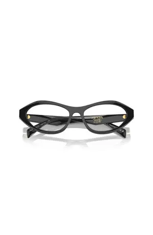 Prada 53mm Irregular Full Rim Eyeglasses - Black
