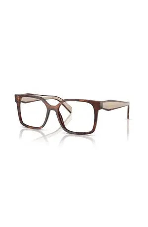 Prada 54mm Rectangle Full Rim Optical Glasses - Brown
