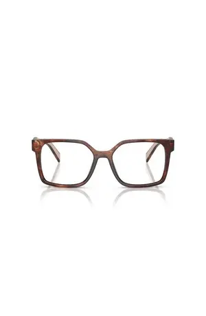 Prada 54mm Rectangle Full Rim Optical Glasses - Brown