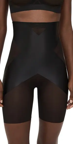 Spanx High-waisted Booty-lifting X Mid Thigh Shorts - Very Black