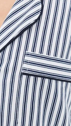 PETITE PLUME Luxe Pima French Ticking Nightshirt - Navy