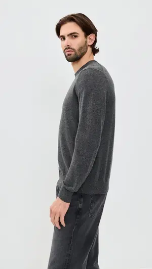 Theory Hilles Crew Sweater In Cashmere - Charcoal Melange