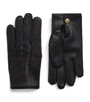 DENTS Deerskin Cashmere-lined Eton Gloves - Black