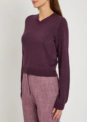 Calvin Klein Celia Linen-blend Jumper - Burgundy