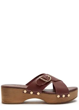 ANCIENT GREEK SANDALS Marilisa Crossover Leather Clogs - Brown
