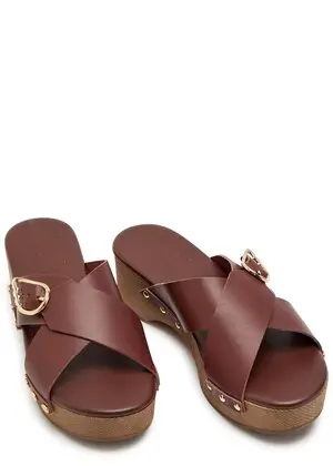 ANCIENT GREEK SANDALS Marilisa Crossover Leather Clogs - Brown