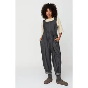 TURTLEDOVE LONDON Organic Cotton Alice Denim Jumpsuit - Black