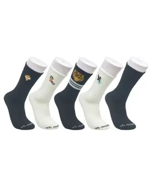 Ed Hardy 5-pack Embroidered Crew Socks - Black Multi