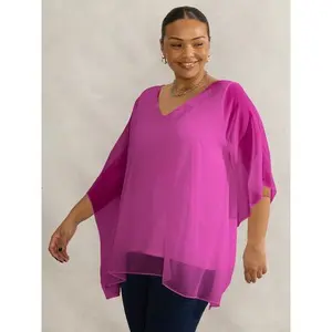 LIVE UNLIMITED Chiffon V-neck Overlay Top
