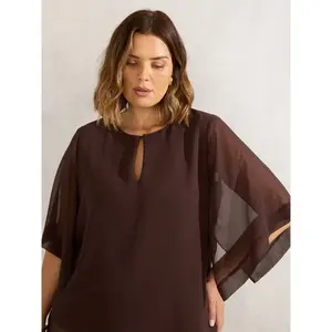 LIVE UNLIMITED Keyhole Overlay Blouse