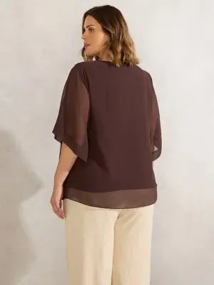 LIVE UNLIMITED Keyhole Overlay Blouse