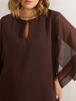 LIVE UNLIMITED Keyhole Overlay Blouse