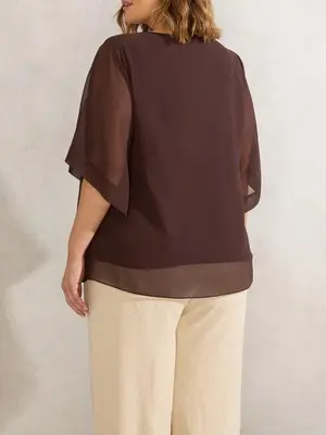LIVE UNLIMITED Keyhole Overlay Blouse