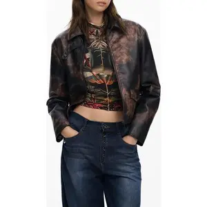 Desigual Faux Leather Cropped Jacket