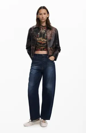 Desigual Faux Leather Cropped Jacket