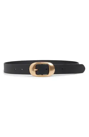 FAVORITE DAUGHTER Leather Belt - Black/polished Gold