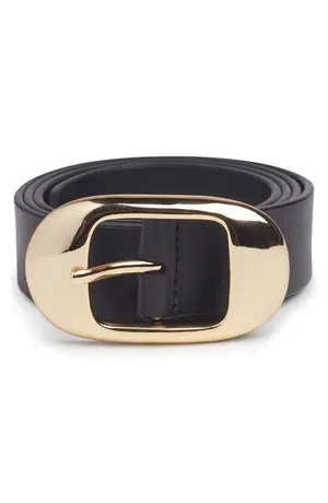 FAVORITE DAUGHTER Leather Belt - Black/polished Gold