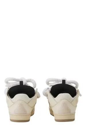 LANVIN Curb Leather Sneakers With Snake Laces - Beige/black