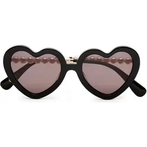 Lele Sadoughi Pearl Embellished Sweetheart Sunglasses - Jet 001