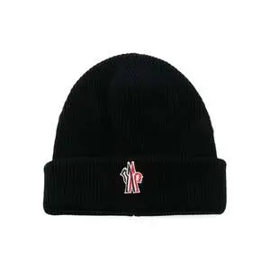 Moncler Ribbed Virgin Wool Beanie - Black