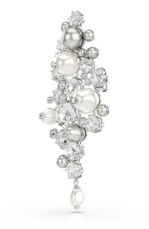 SWAROVSKI Constella Crystal & Faux Pearl Brooch - Rhodium/crystal