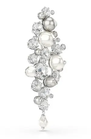SWAROVSKI Constella Crystal & Faux Pearl Brooch - Rhodium/crystal