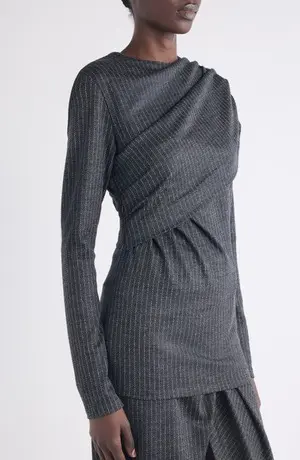Isabel Marant Asna Pinstripe Draped Top
