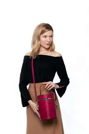 SILVER & RILEY Nola Bucket Leather Bag - Red