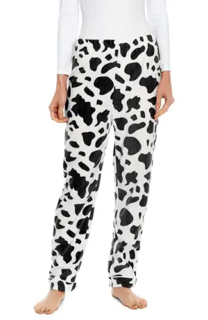 LEVERET Fleece Printed Holiday Pajama Pants - Plaid Black & White