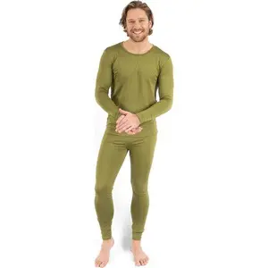 LEVERET Solid Thermal Pajama Set Olive