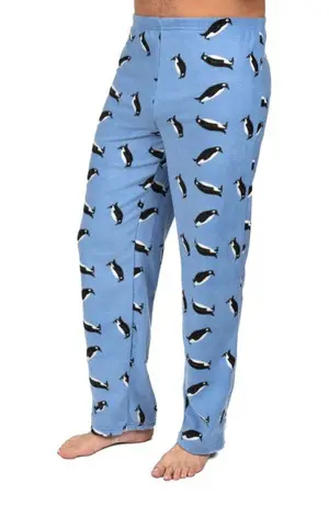 LEVERET Fleece Printed Holiday Pajama Pants - Penguin