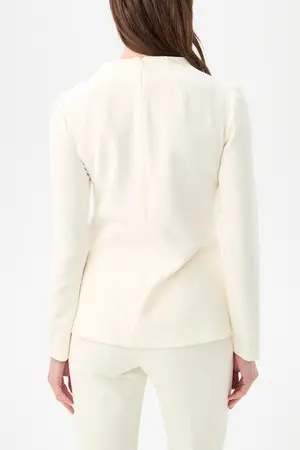 Trina Turk High Neck Suiting Top - Winter White