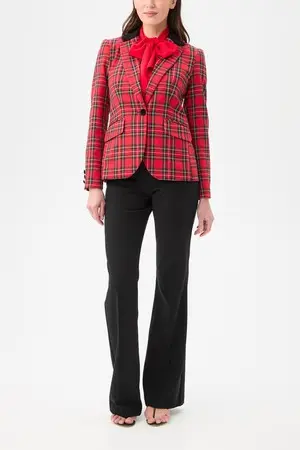 Trina Turk Plaid Blazer With Velvet Collar