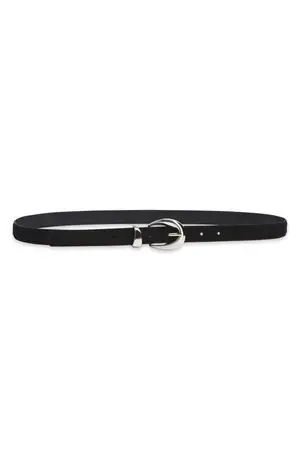 Treasure & Bond Suede Belt Black- Brushed Nickle