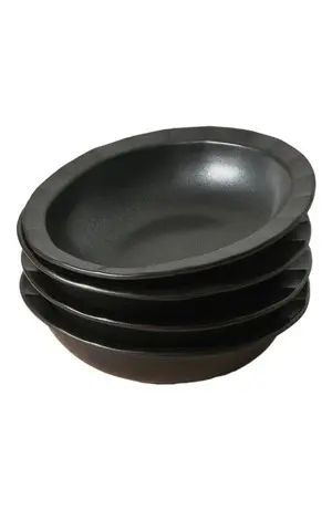 STONE + LAIN Oasis Stoneware 4-piece Pasta Bowl Set - Black