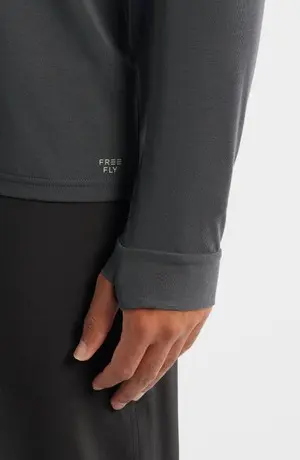 FREE FLY Elevate Long Sleeve Performance Top - Black Sand