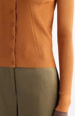 Dries Van Noten Tielt Ribbed Cardigan - Rust