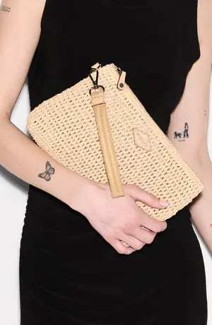 Mz Wallace Crochet Raffia Clutch