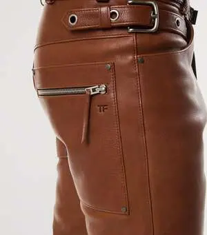 TOM FORD Leather Trousers With Embellishments