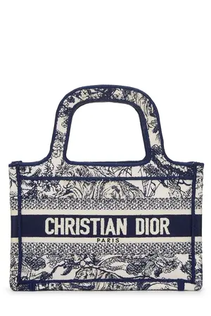 Dior Embroidered Toile De Jouy Book Tote - Navy