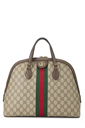 Gucci Gg Supreme Ophidia Dome Shoulder Bag - Brown