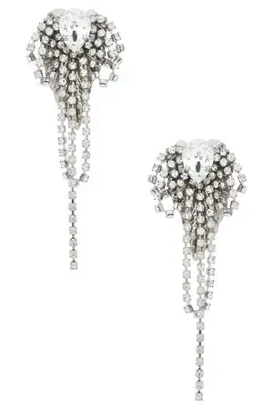 Alessandra Rich Dangle Clip-on Earrings - Crystal & Silver