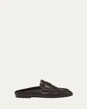 Saint Laurent Le Loafer Leather Mules - Chocolate
