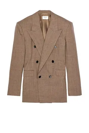 Saint Laurent Double Breasted Blazer - Beige Chine