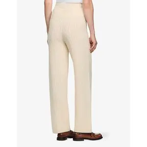 Sandro Cable-knit High-rise Wool-blend Trousers
