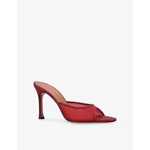 Amina Muaddi Alexa 95 Mesh Heeled Mules - Wine